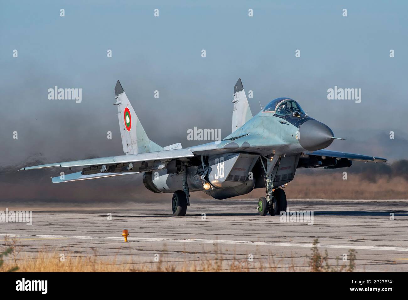 Bulgarian Air Force MiG-29 fighter jet taking off from Graf Ignatievo ...
