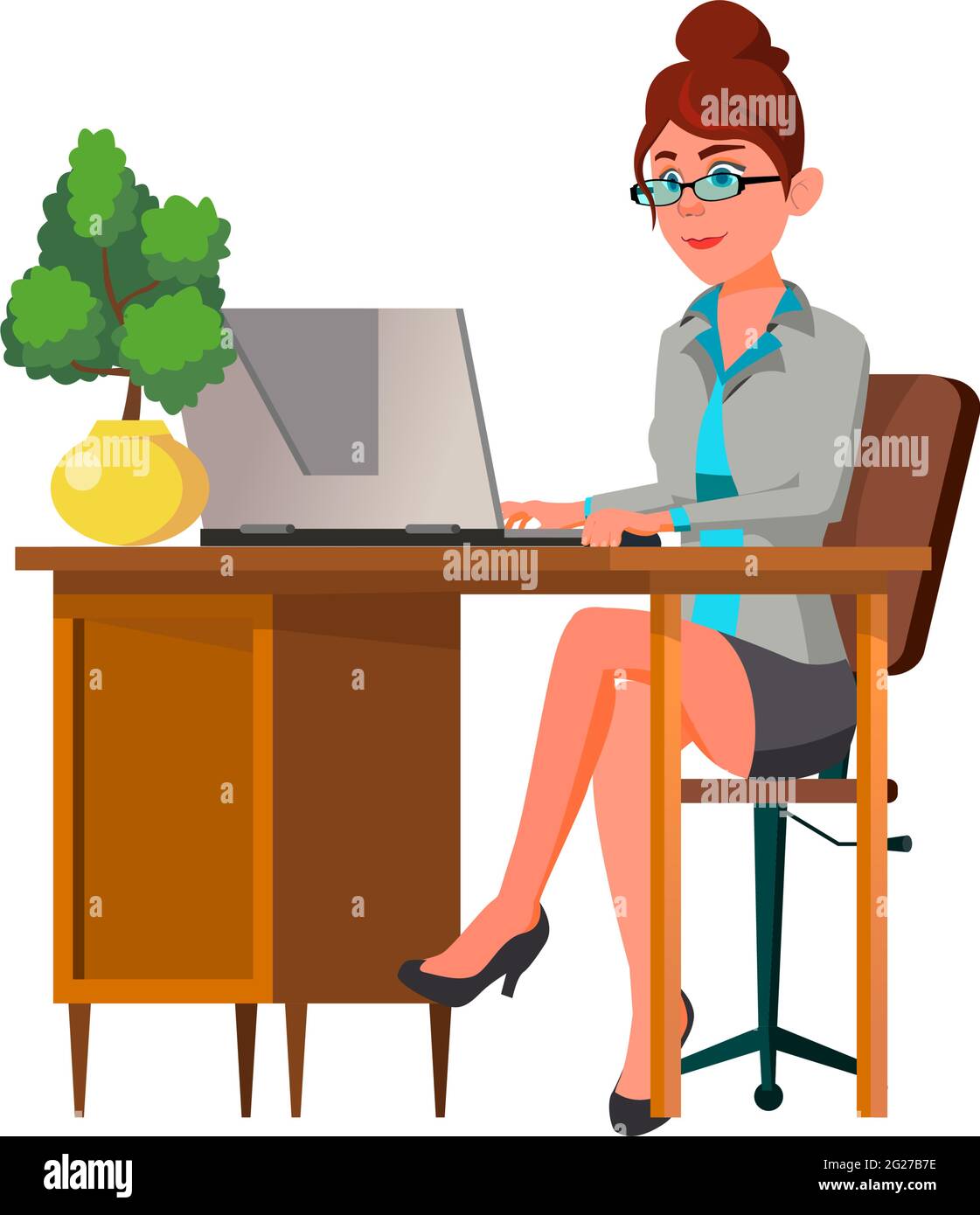 pretty businesswoman selling online cartoon vector Stock Vector Image ...