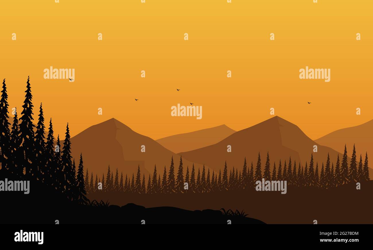 Beautiful twilight sky colors with magnificent views of the mountains ...