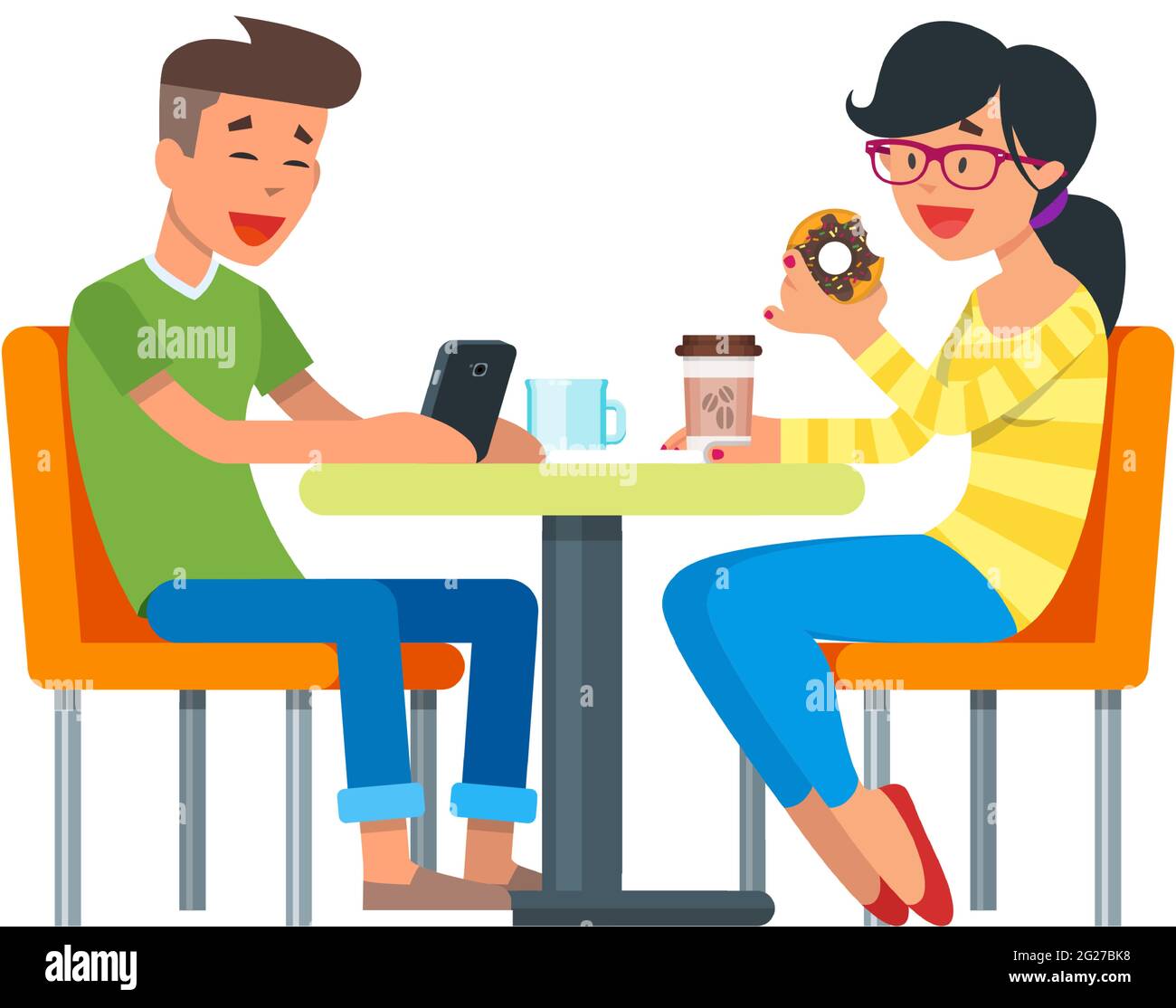 Vector conversation of couple or friends character at cafe Stock Vector ...