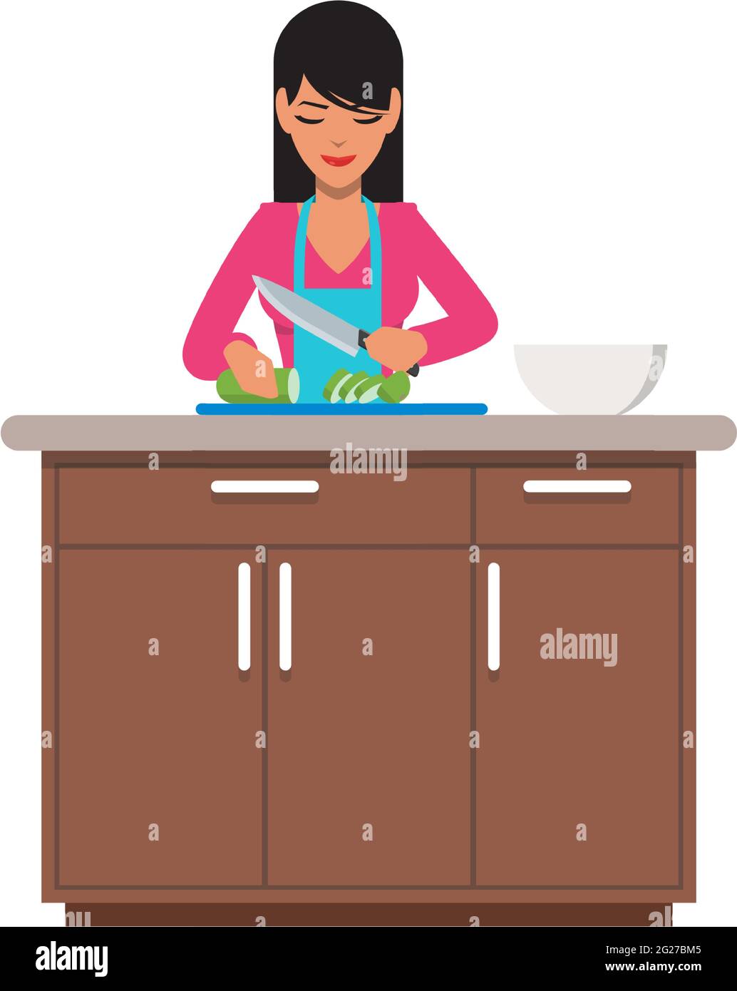 Woman cut vegetables Cut Out Stock Images & Pictures - Alamy