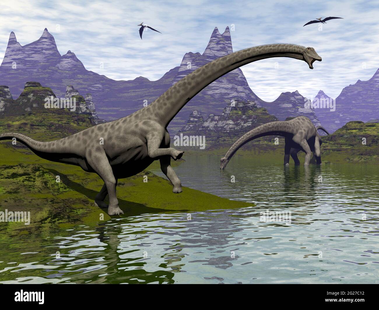 Dinosaurs drinking water hi-res stock photography and images - Alamy