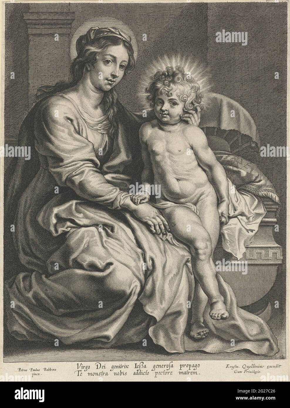 Maria with Christ child at Crib. Maria with the Christ child, sitting ...