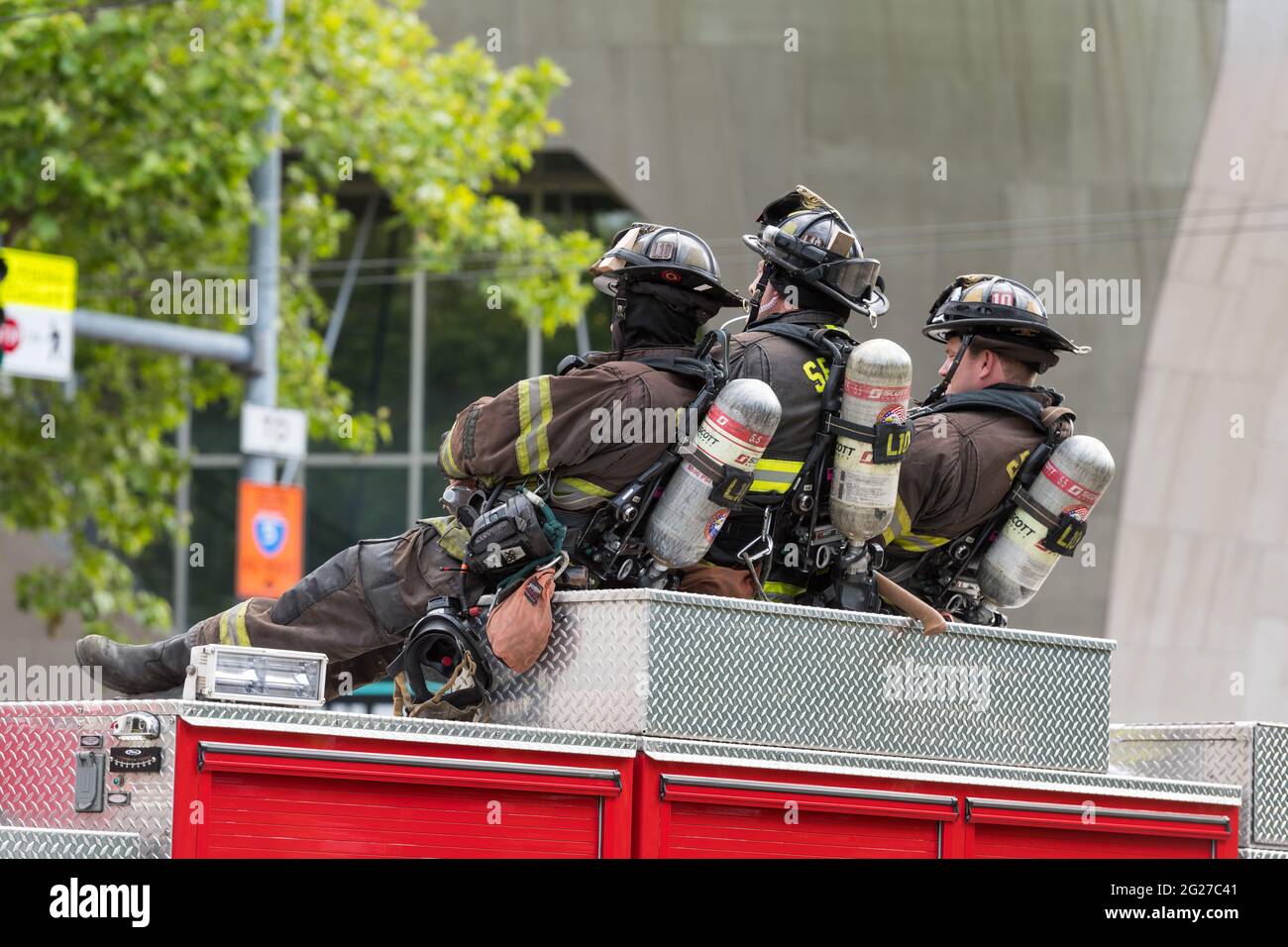 Seattle, USA. 8th Jun, 2021. Mid-day Seattle Fire Department responding ...