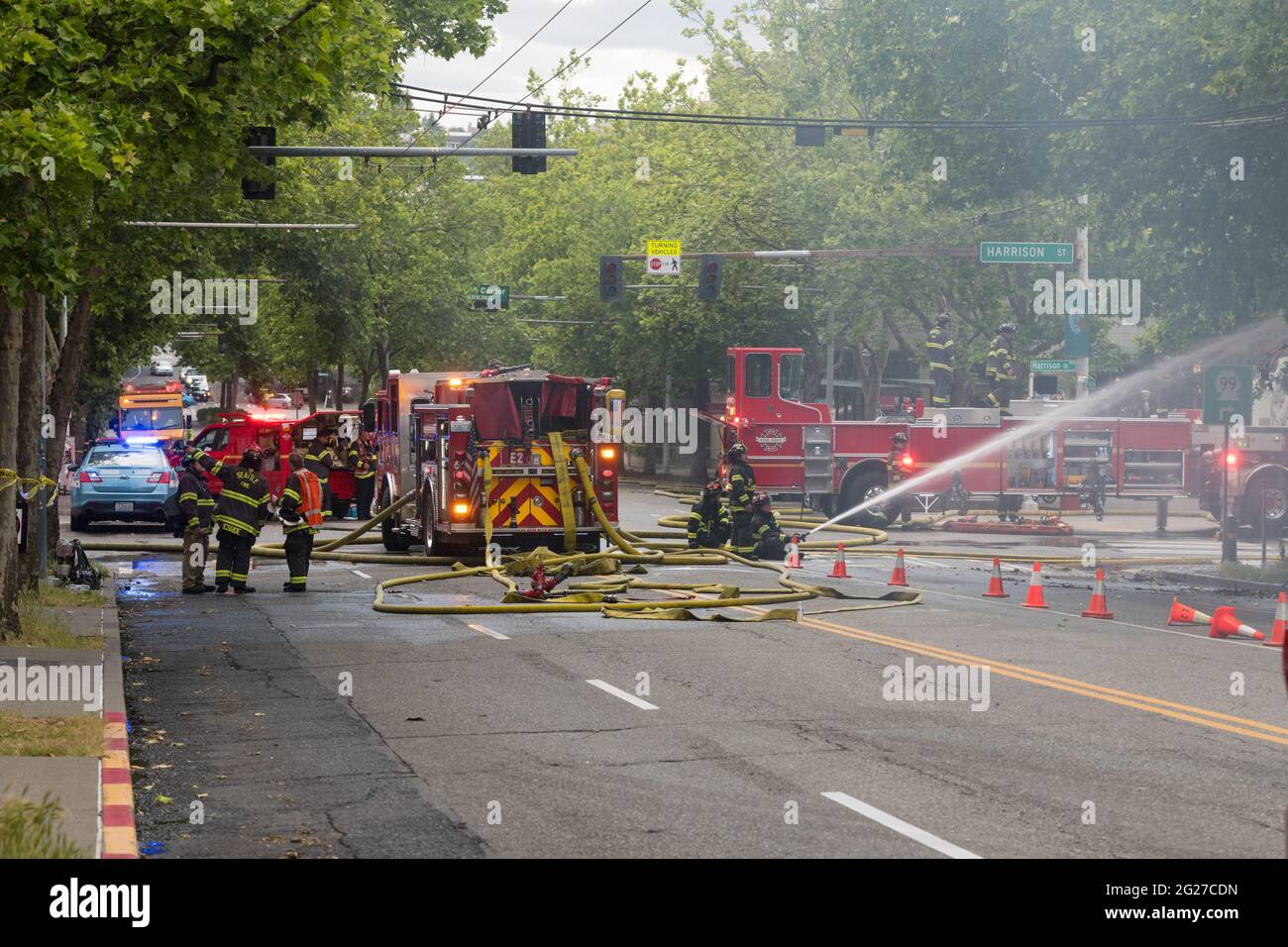 Seattle, USA. 8th Jun, 2021. Mid-day Seattle Fire Department responding ...