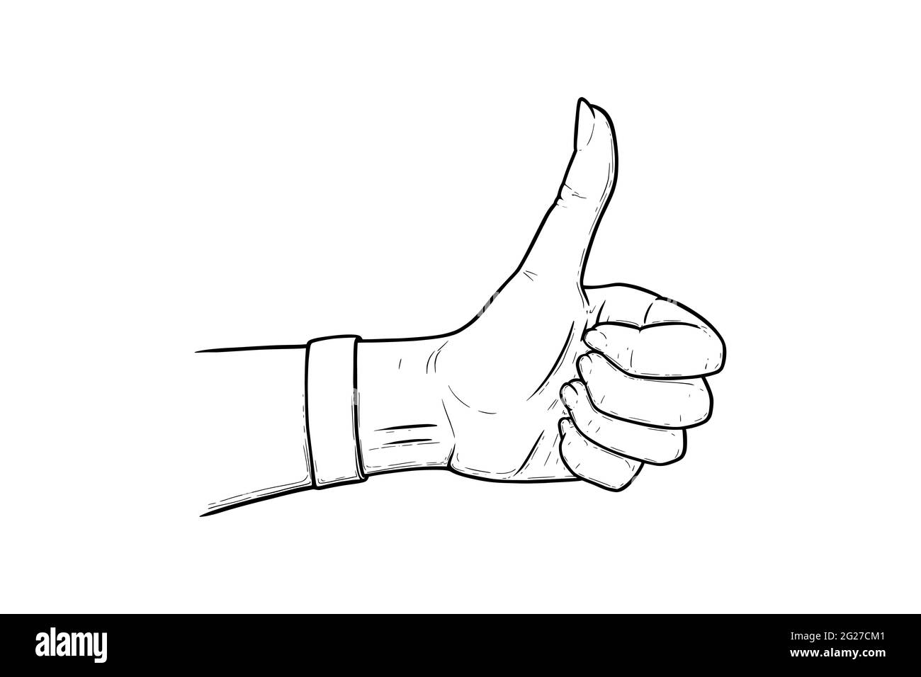 Thumb up sign. Okay hand gesture isolated in white background. Outline ...