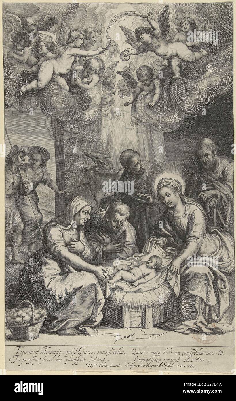 Worship of the shepherds. Maria, Joseph and a few shepherds worship the ...