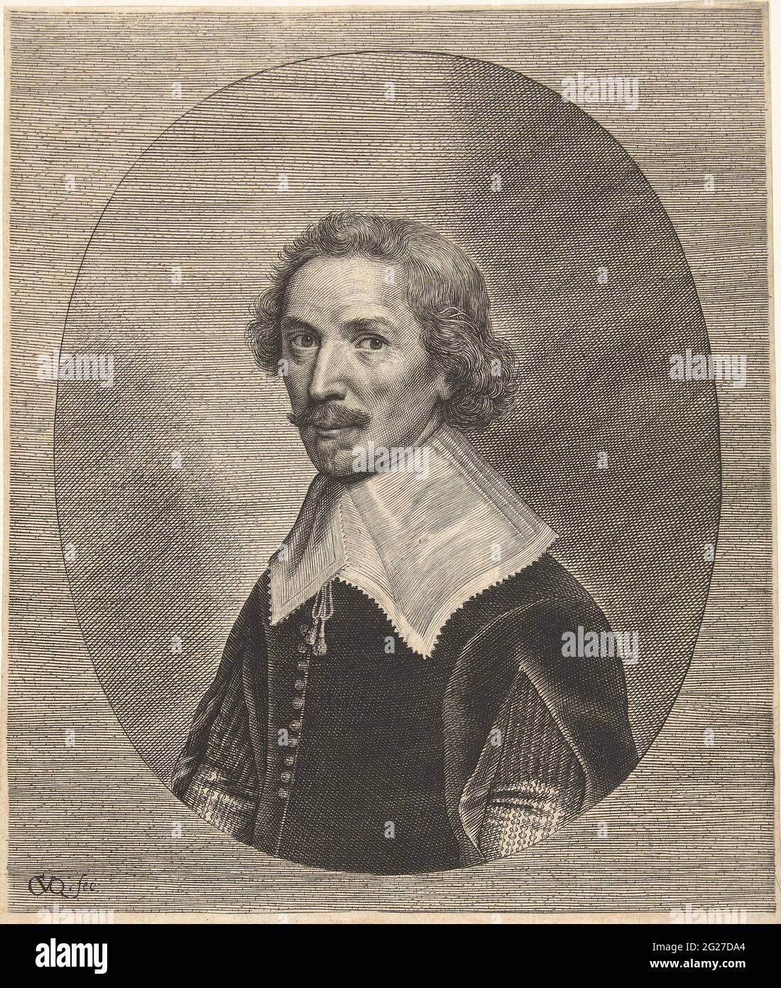 Portrait of unknown man. Portrait of unknown man in an oval to the left ...