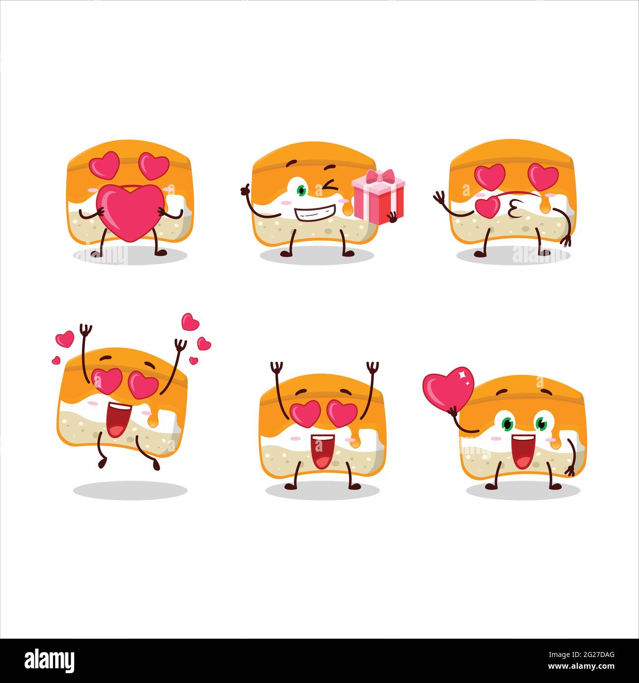 Orange cake cartoon character with love cute emoticon. Vector ...