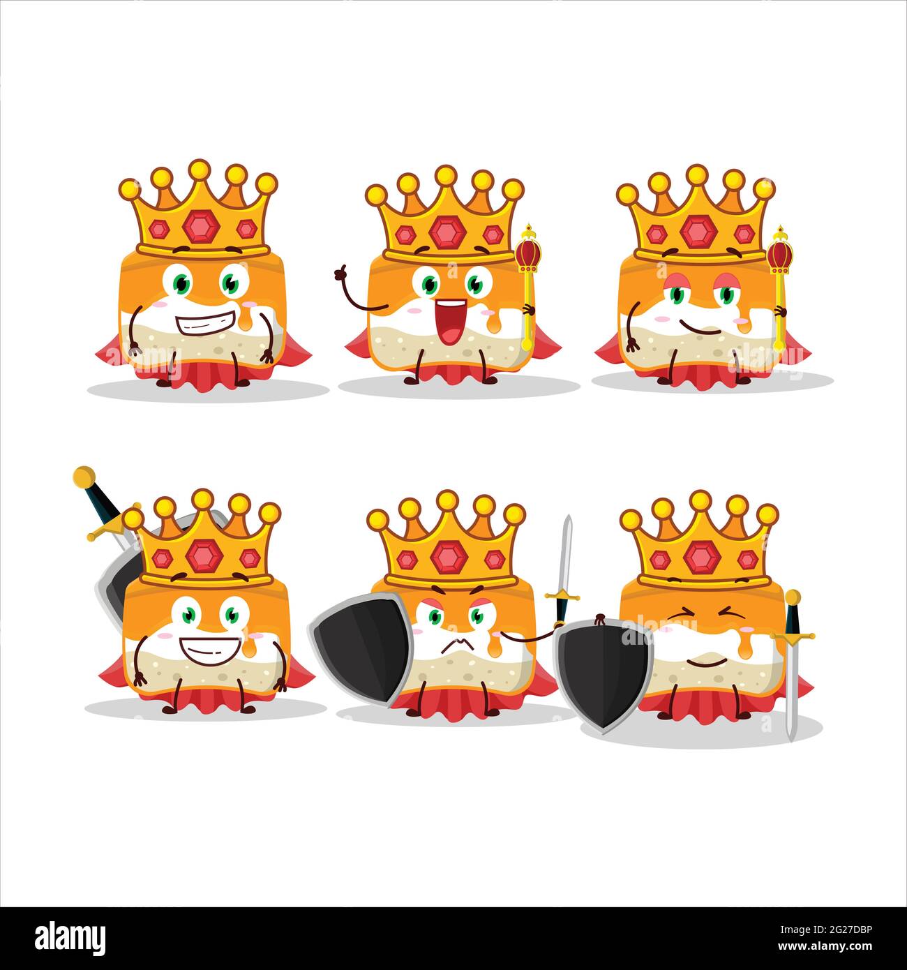 A Charismatic King orange cake cartoon character wearing a gold crown ...