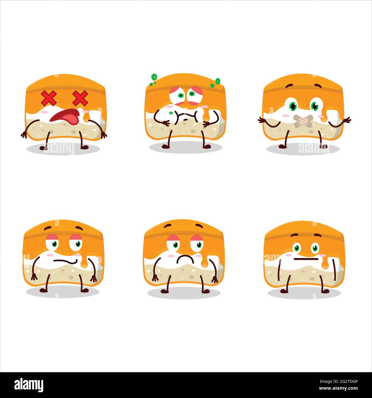 Orange cake cartoon character with nope expression. Vector illustration ...