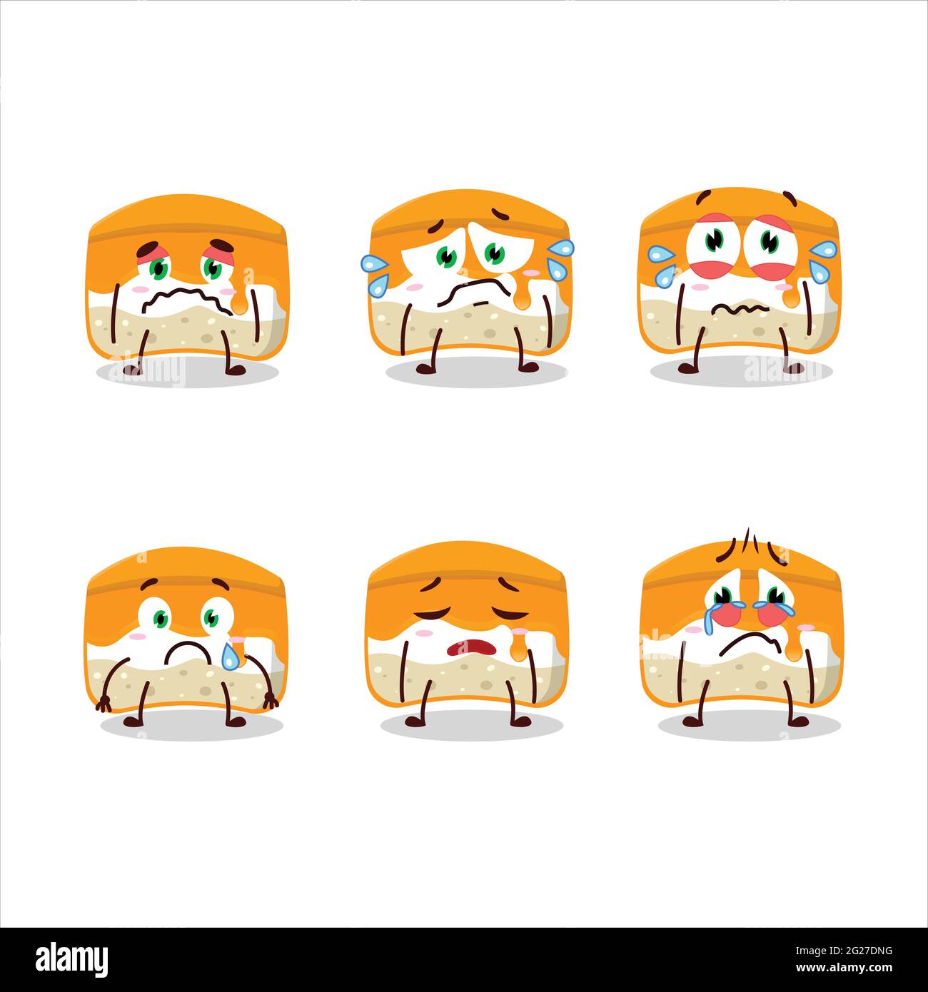 Orange cake cartoon character with sad expression. Vector illustration ...