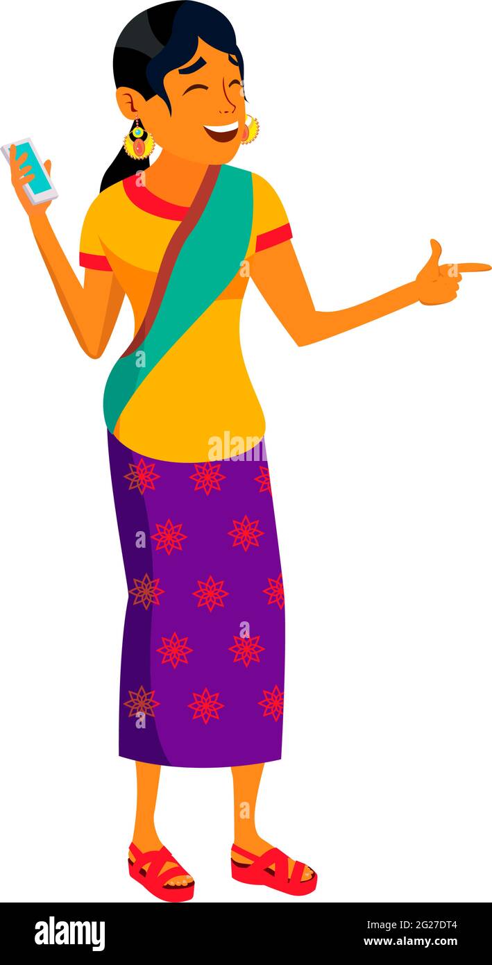 Indian young woman listening music Stock Vector Images - Alamy