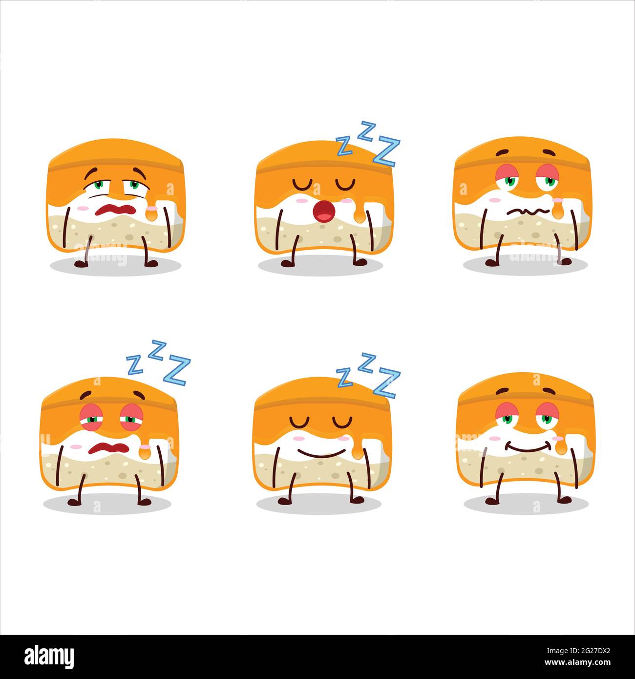 Cartoon character of orange cake with sleepy expression. Vector ...