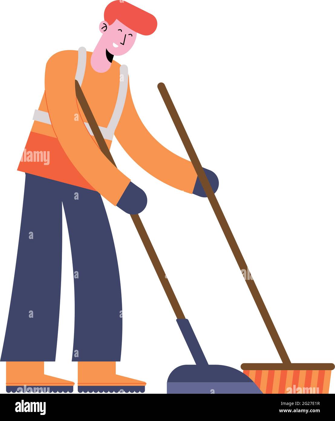 man cleaning with broom character Stock Vector Image & Art - Alamy