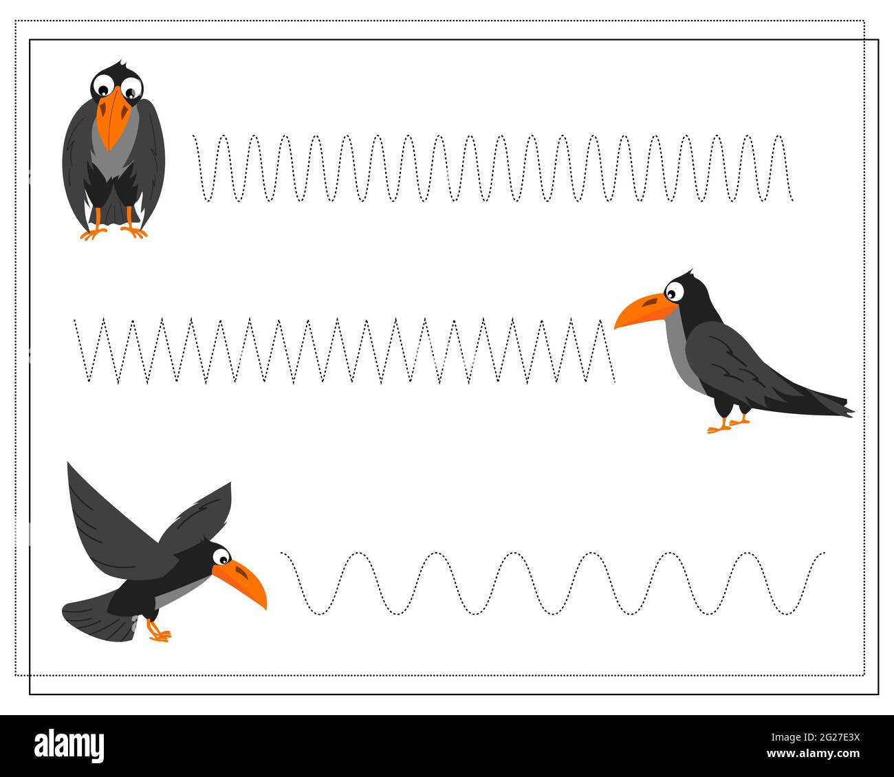 handwriting training game for kids, point to point, crow, halloween ...