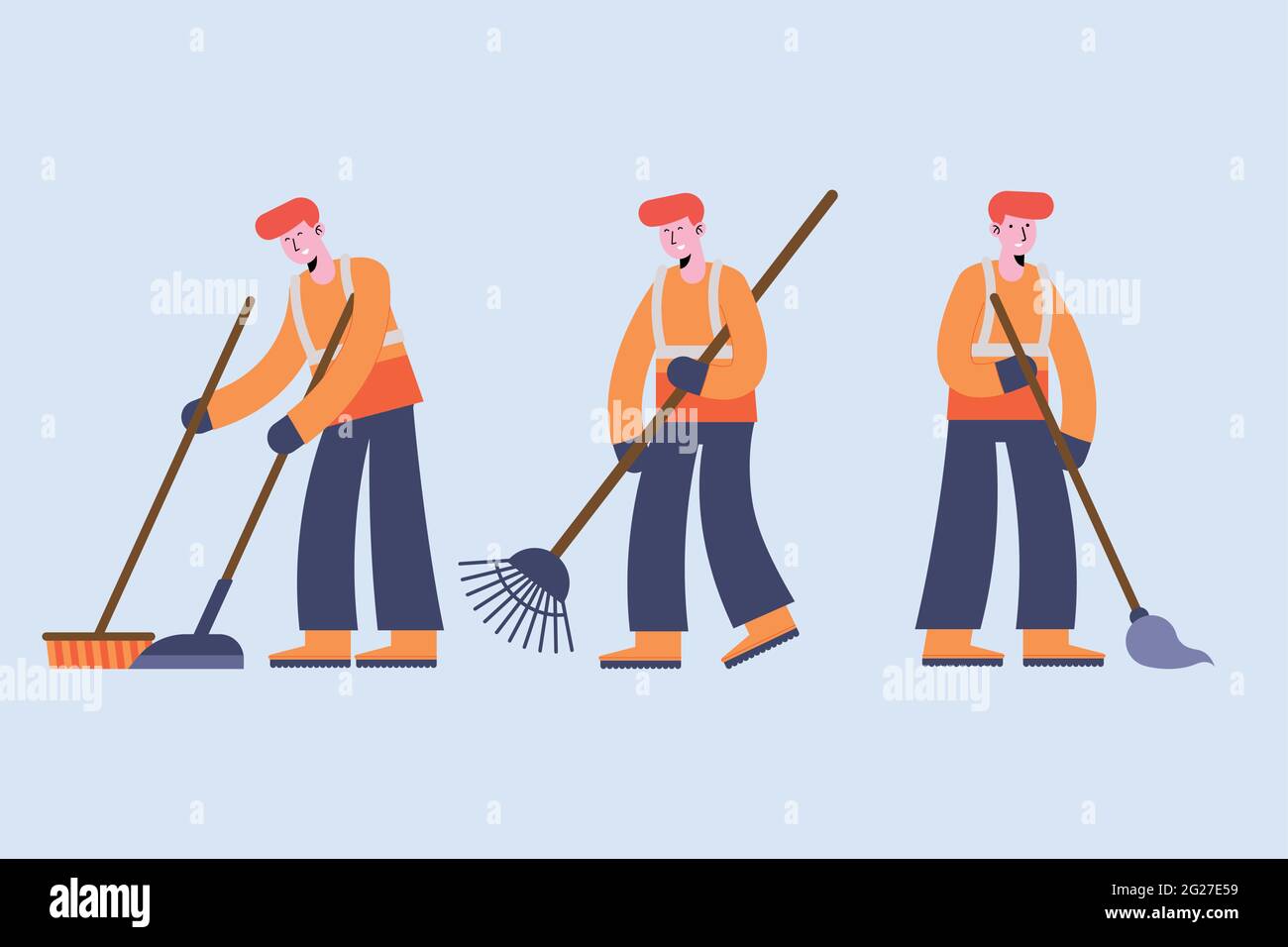 cleaning three persons group characters Stock Vector Image & Art - Alamy
