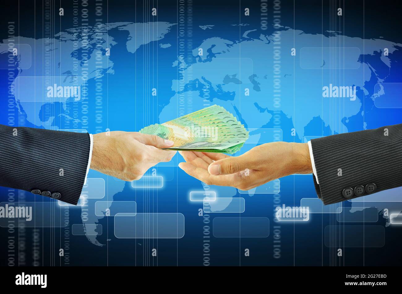 Businessman hands receiving money - Australian dollars Stock Photo - Alamy