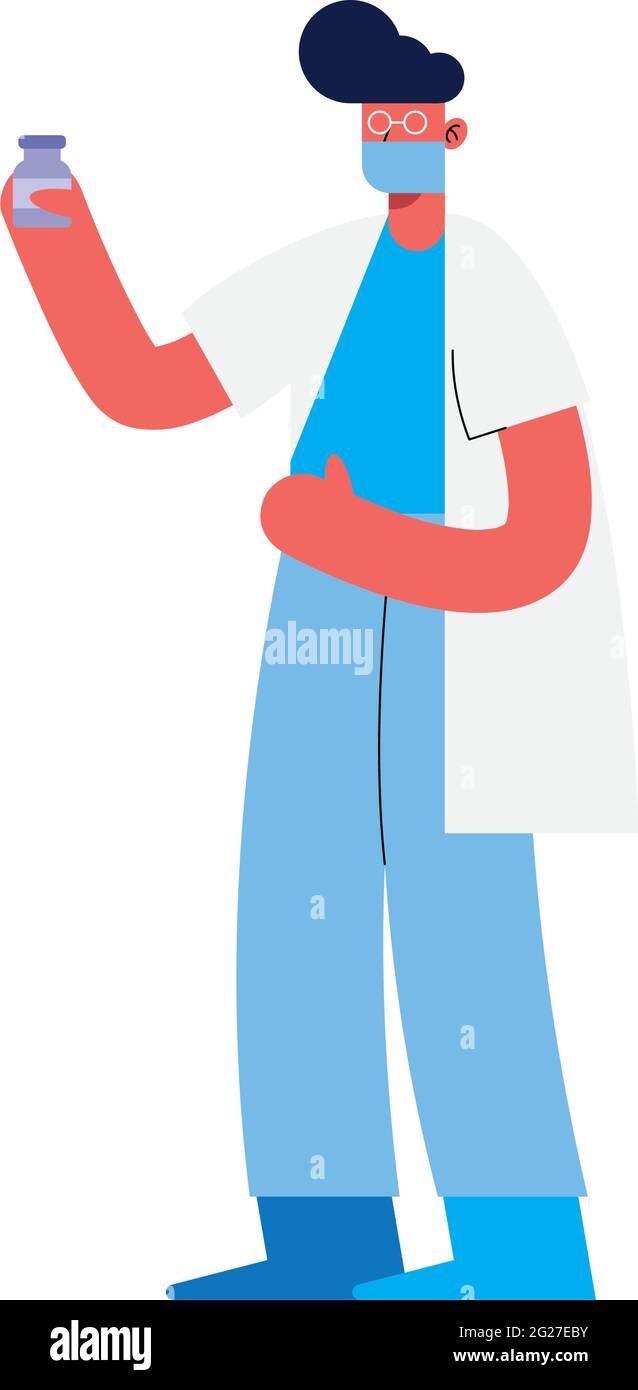 pharmacist with bottle drugs character Stock Vector Image & Art - Alamy