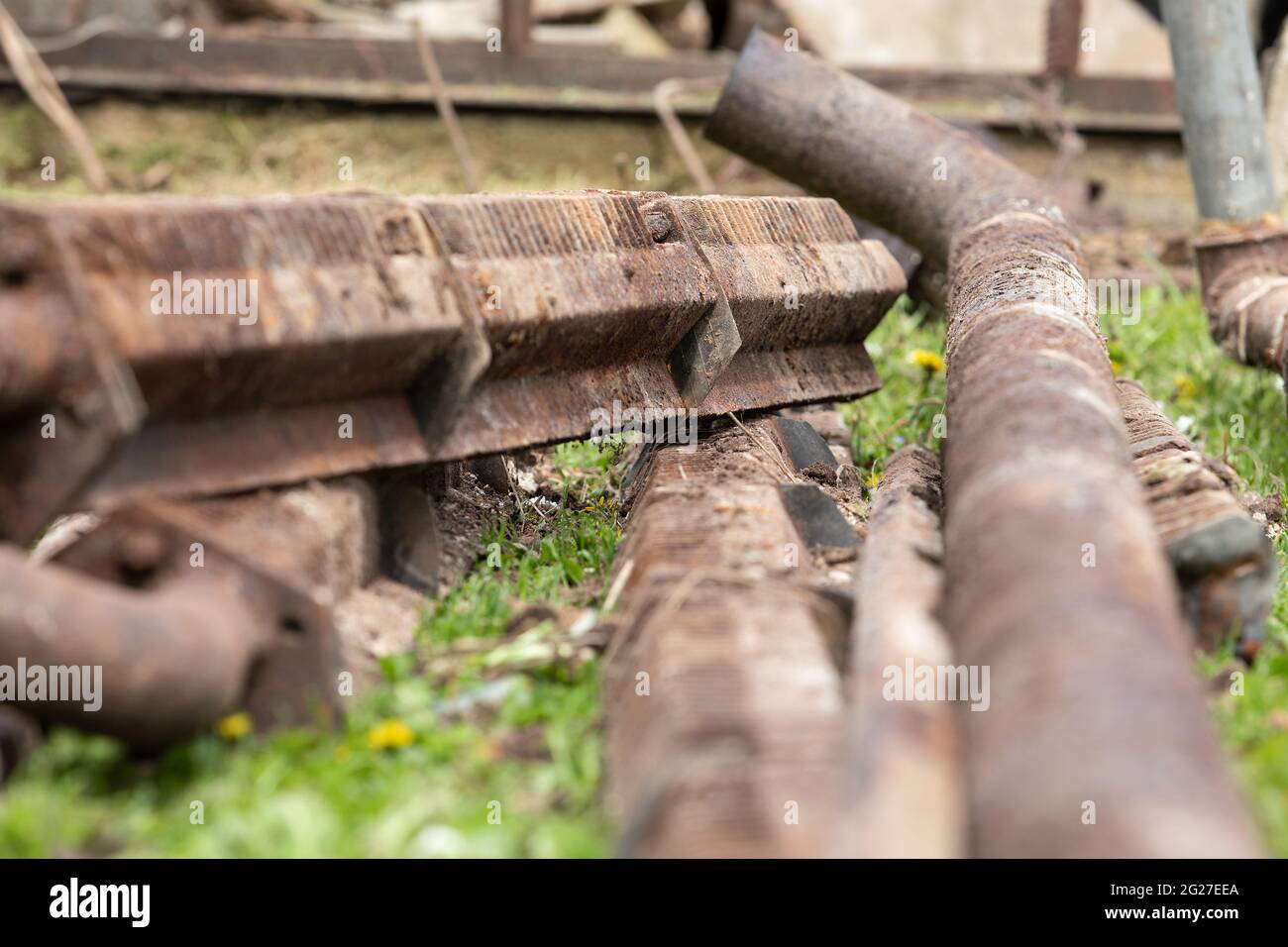 Scrap metal stack. Rusty and broken. Recycling and a clean environment ...