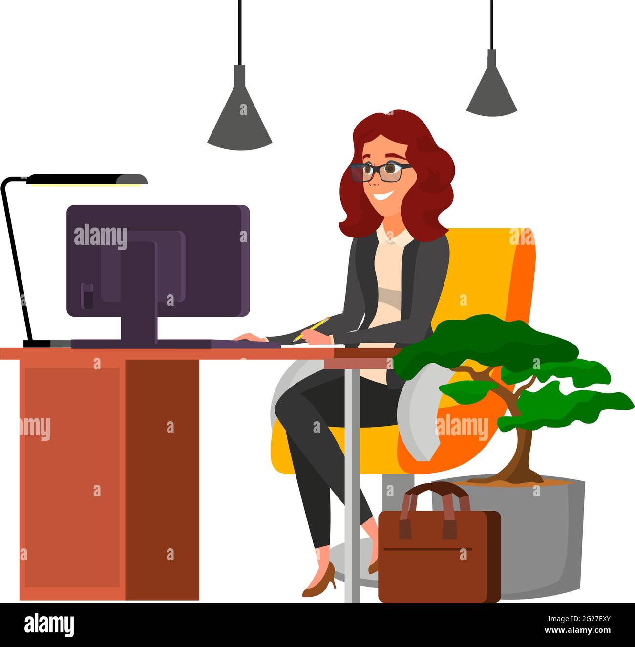 Animated Woman Working In Office