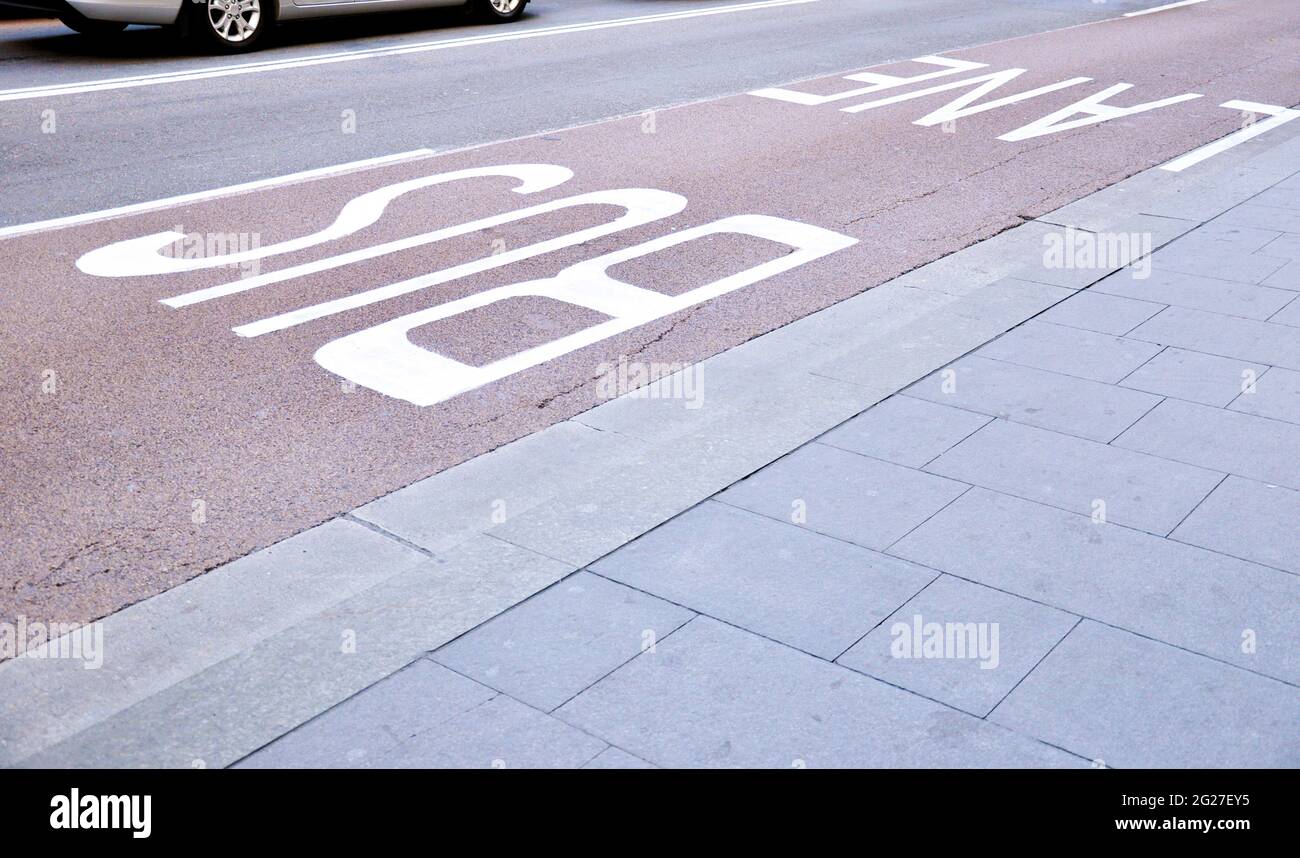 Traffic sign bus lane hi-res stock photography and images - Alamy