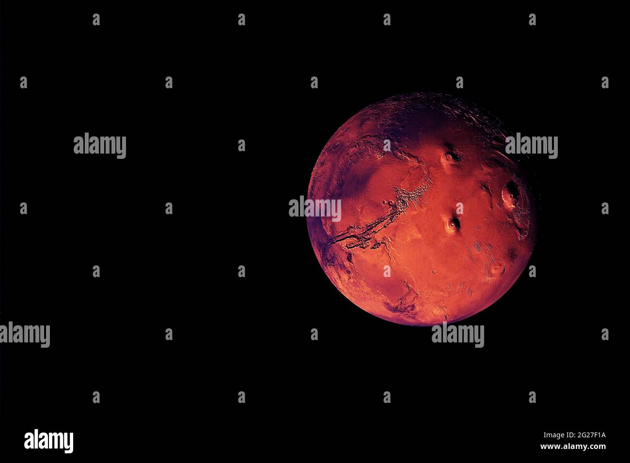 Planet Mars, on a dark background. Elements of this image were ...