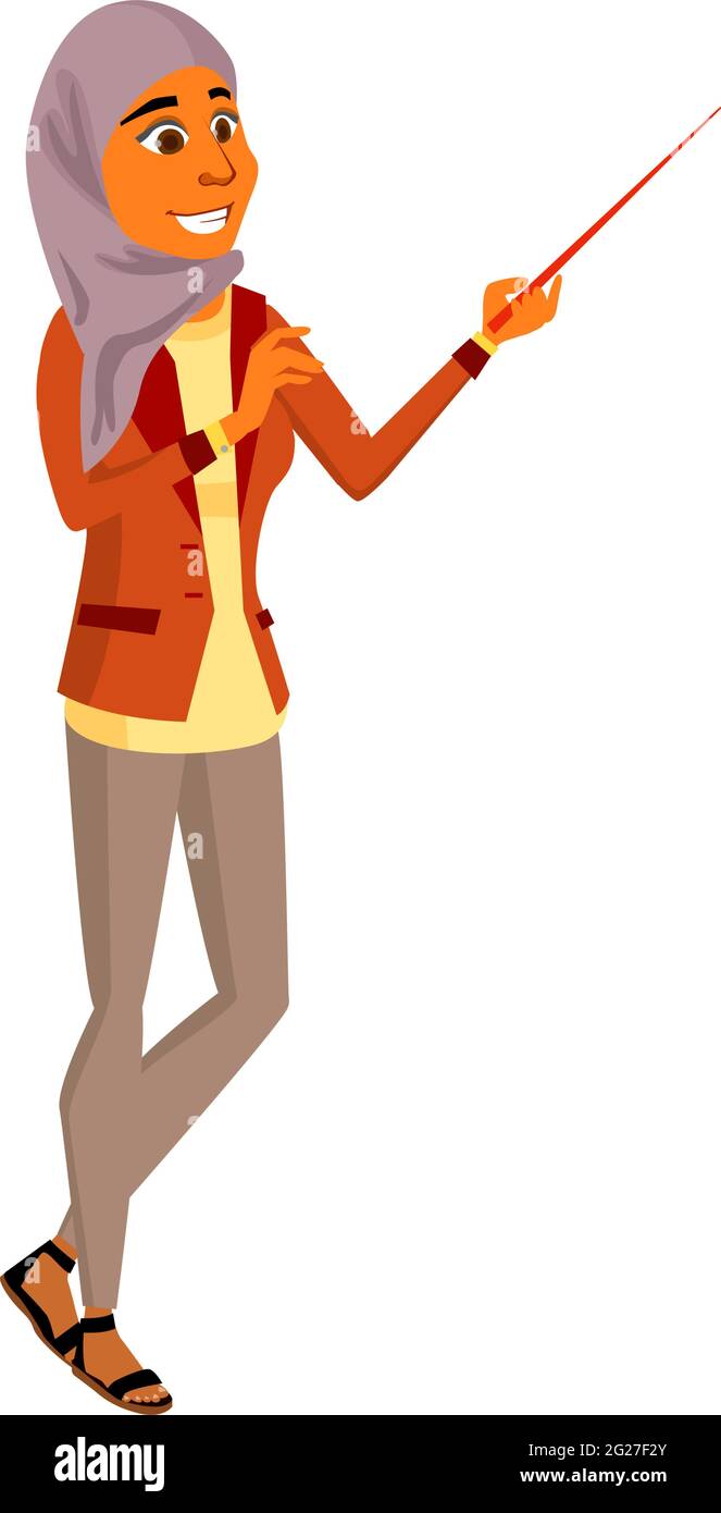 islamic woman teacher teaching in classroom cartoon vector Stock Vector ...