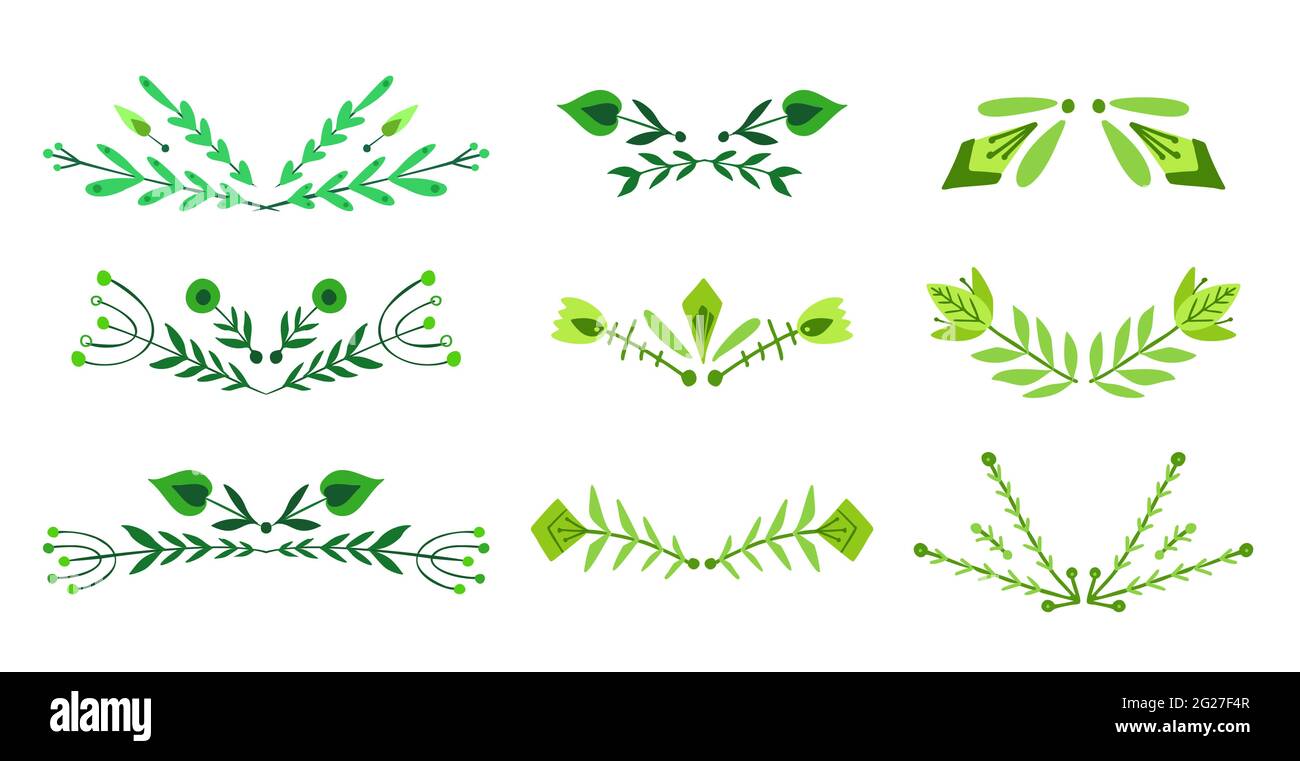 Set of spacers with tribal twig. Vector nature design elements. Folk ...