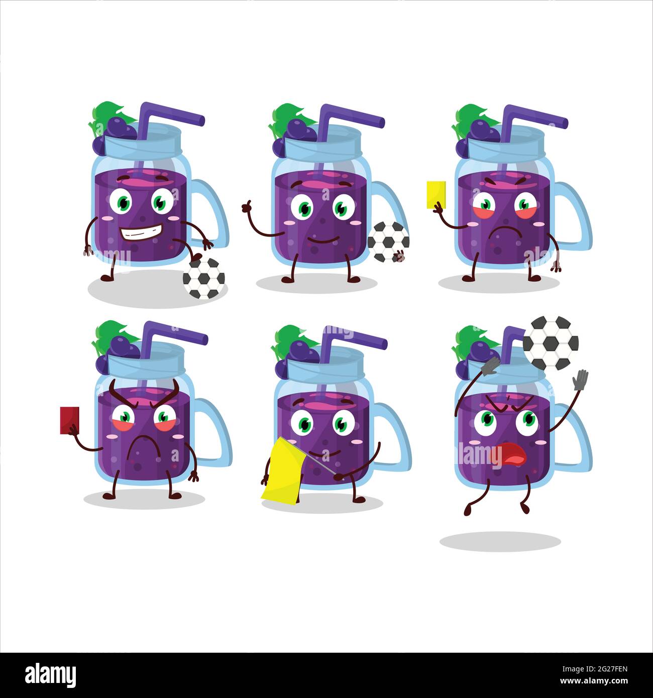 Grapes smoothie cartoon character working as a Football referee. Vector ...