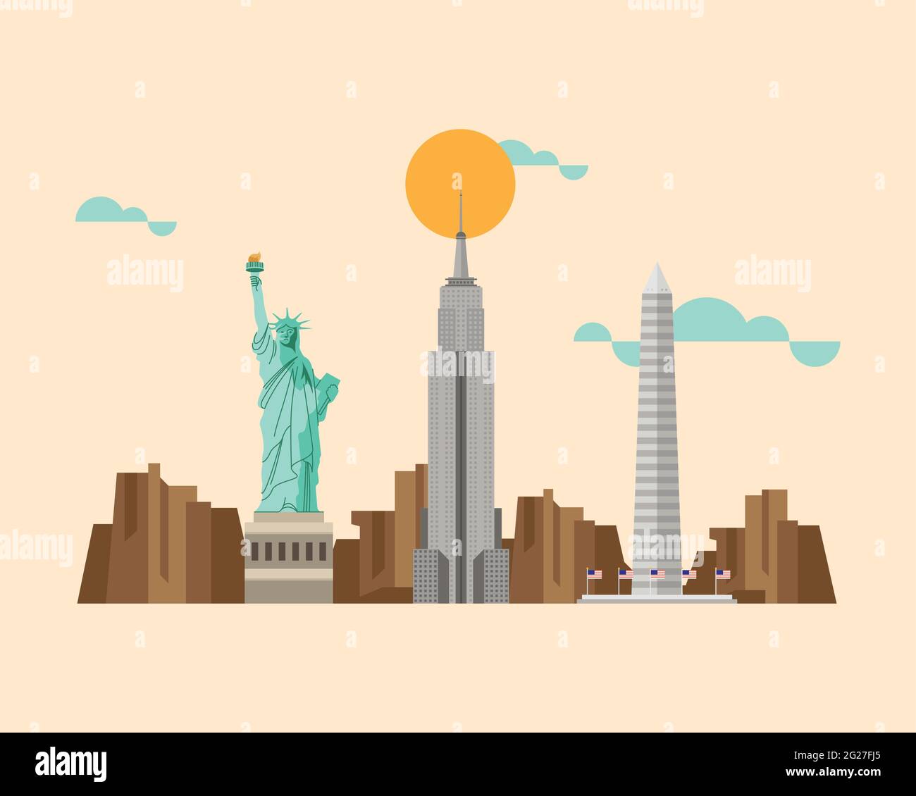 usa famous monuments landmarks scene Stock Vector Image & Art - Alamy