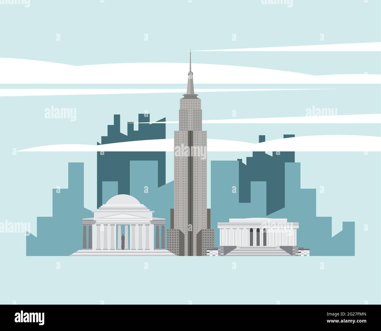 usa famous monuments cityscape scene Stock Vector Image & Art - Alamy
