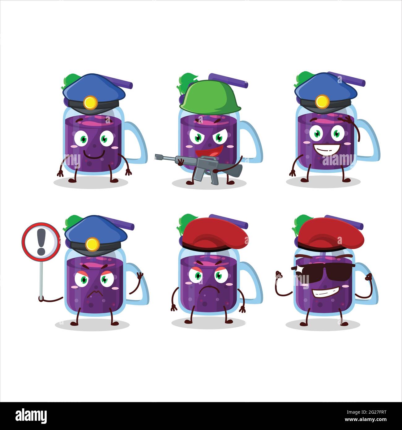 A dedicated Police officer of grapes smoothie mascot design style ...