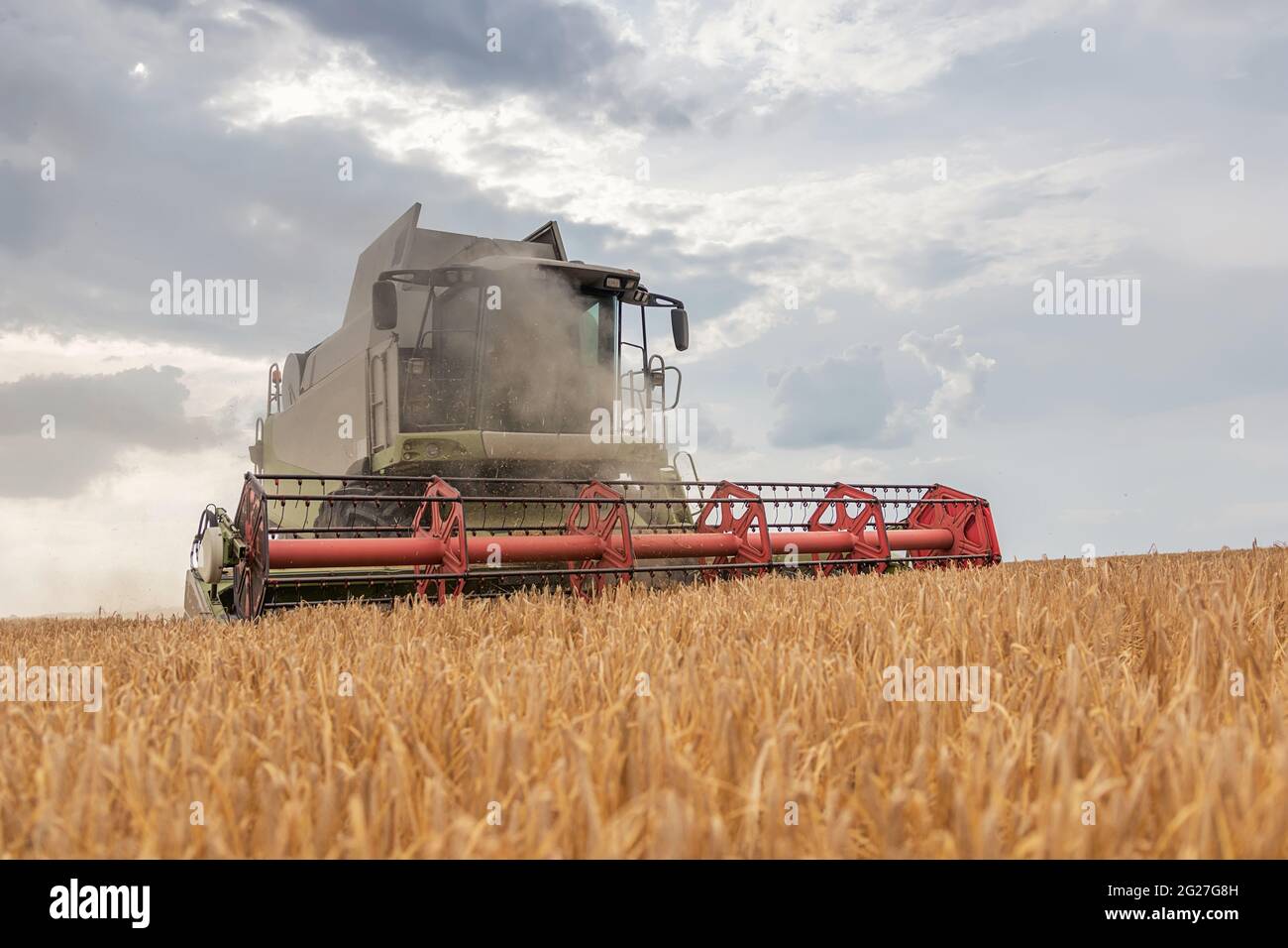 Combine harvester working on a wheat field. Harvesting wheat Stock ...