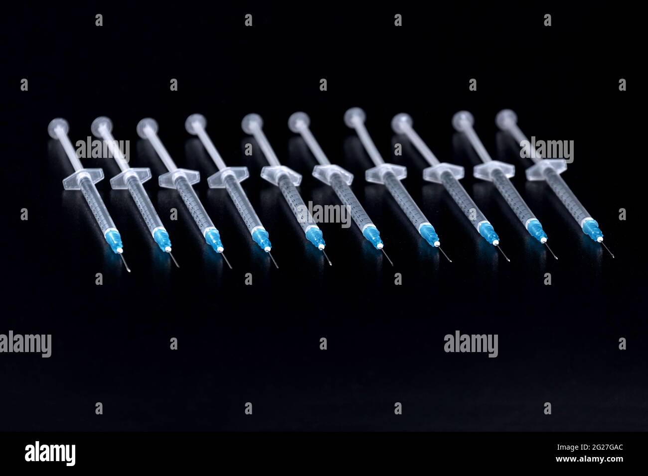 Medical Syringes Needle on Black Background, Close up Syringe, Health ...