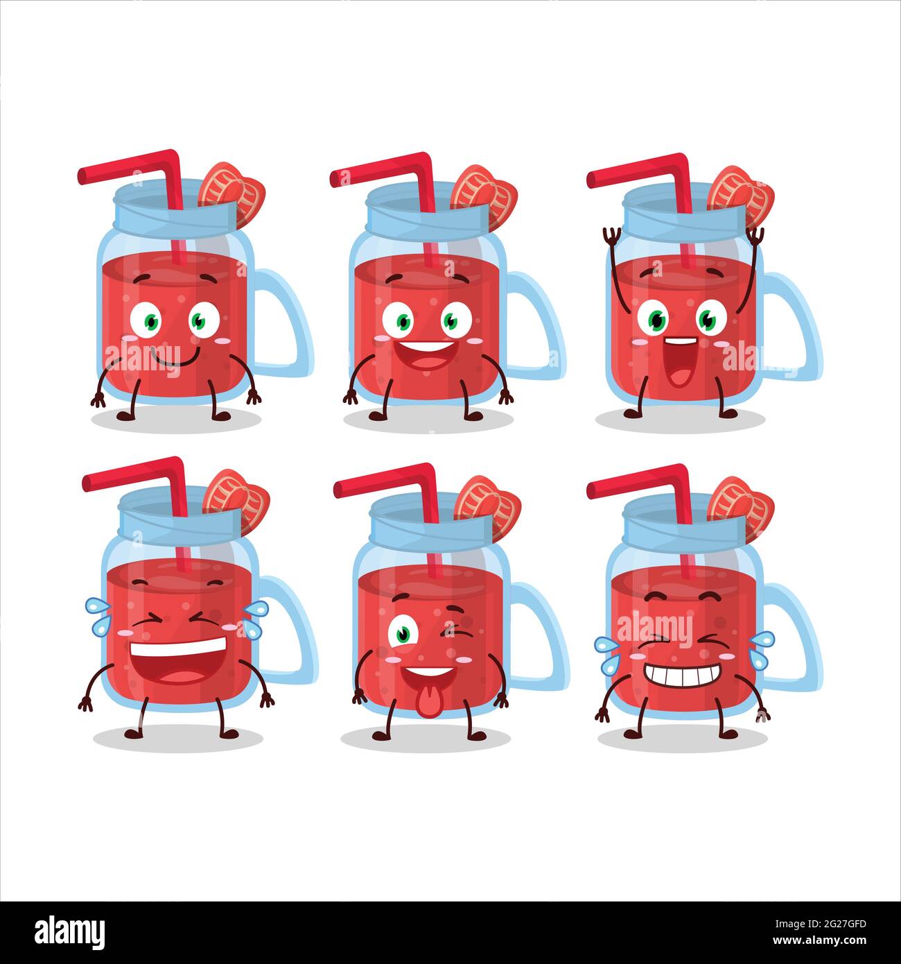 Cartoon character of strawberry smoothie with smile expression. Vector ...
