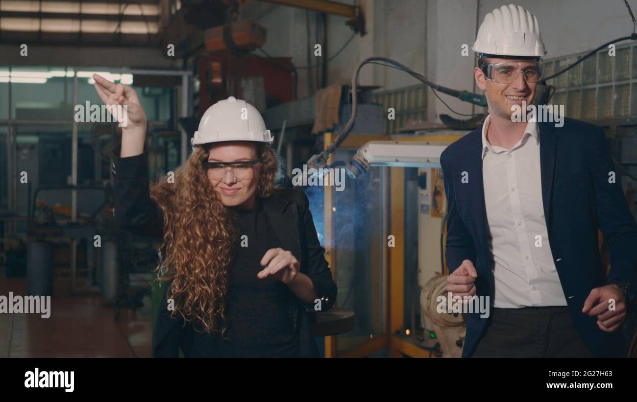 Happy heavy industry business engineering and manager in hardhats ...