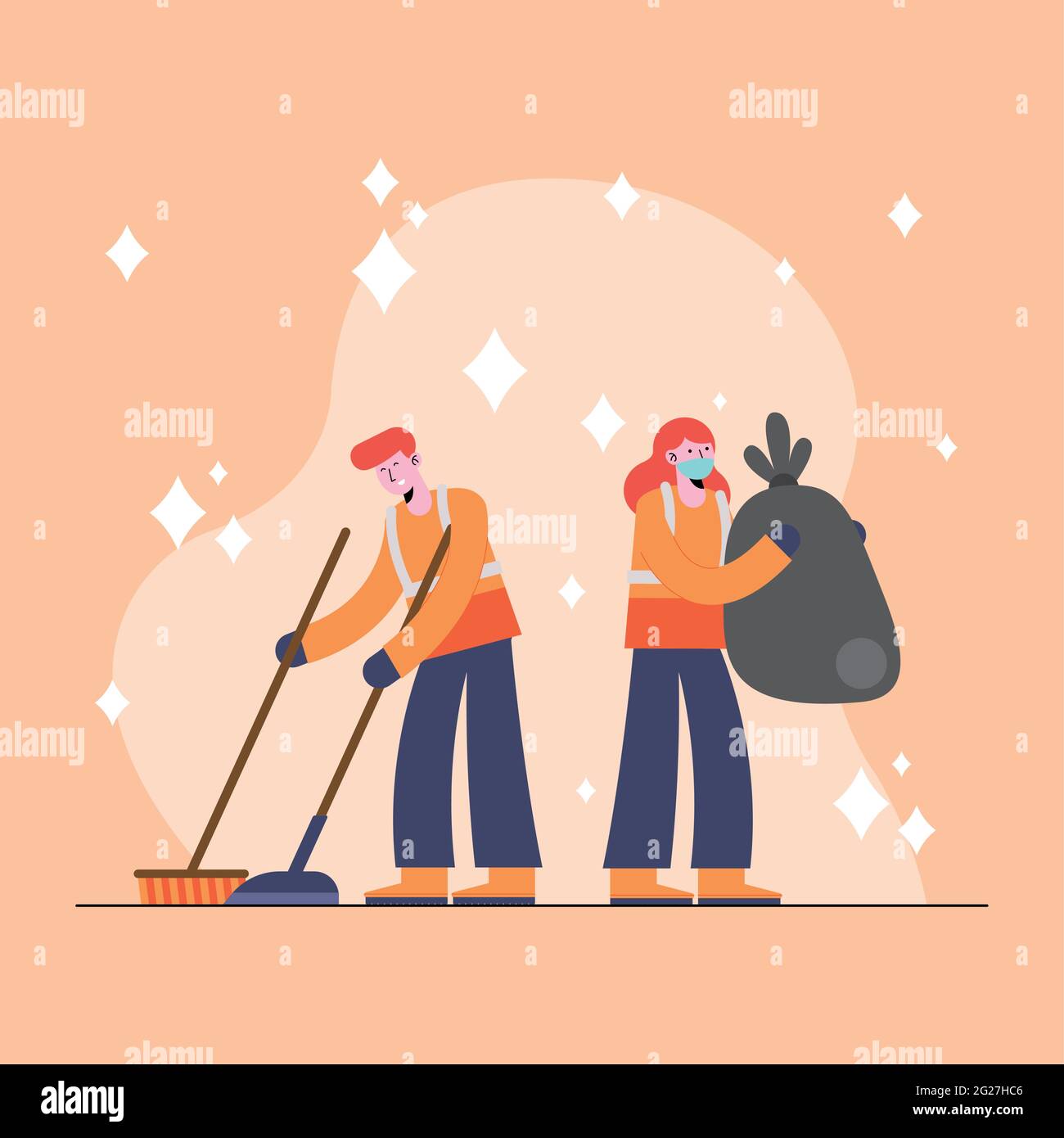 Housework couple cleaning Stock Vector Images - Alamy