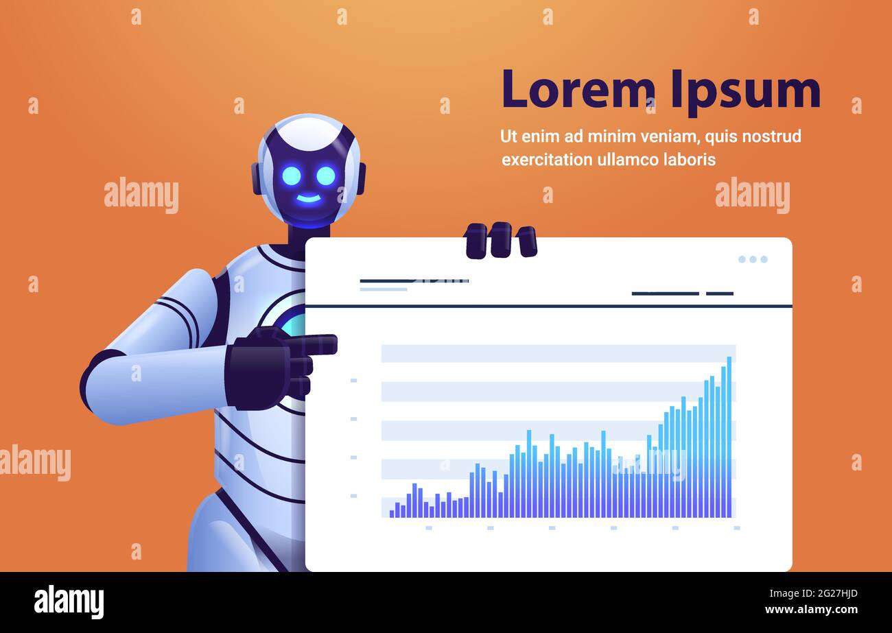 modern robot analyzing statistics graph financial data analyzing ... modern robot analyzing statistics graph financial data analyzing ...