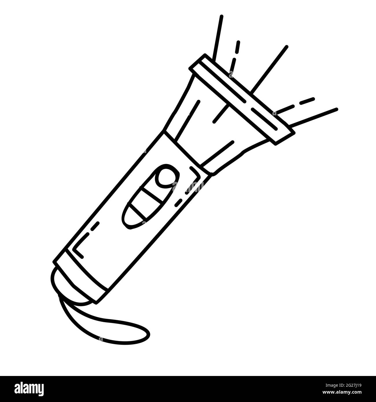 Hiking adventure flashlight ,trip,travel,camping. hand drawn icon ...
