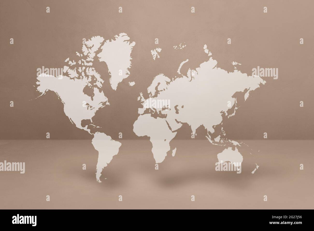 World map isolated on beige wall background. 3D illustration Stock ...