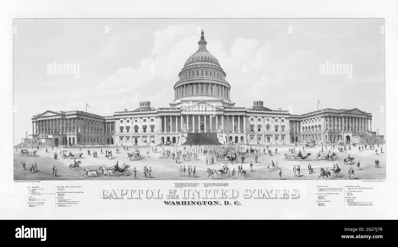 19th century U.S. political history print of the Capitol Building Stock ...