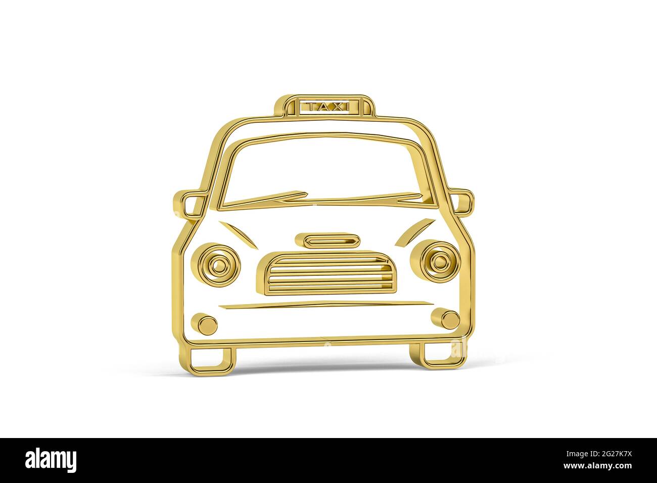 Golden 3d taxi driver icon isolated on white background - 3d render ...