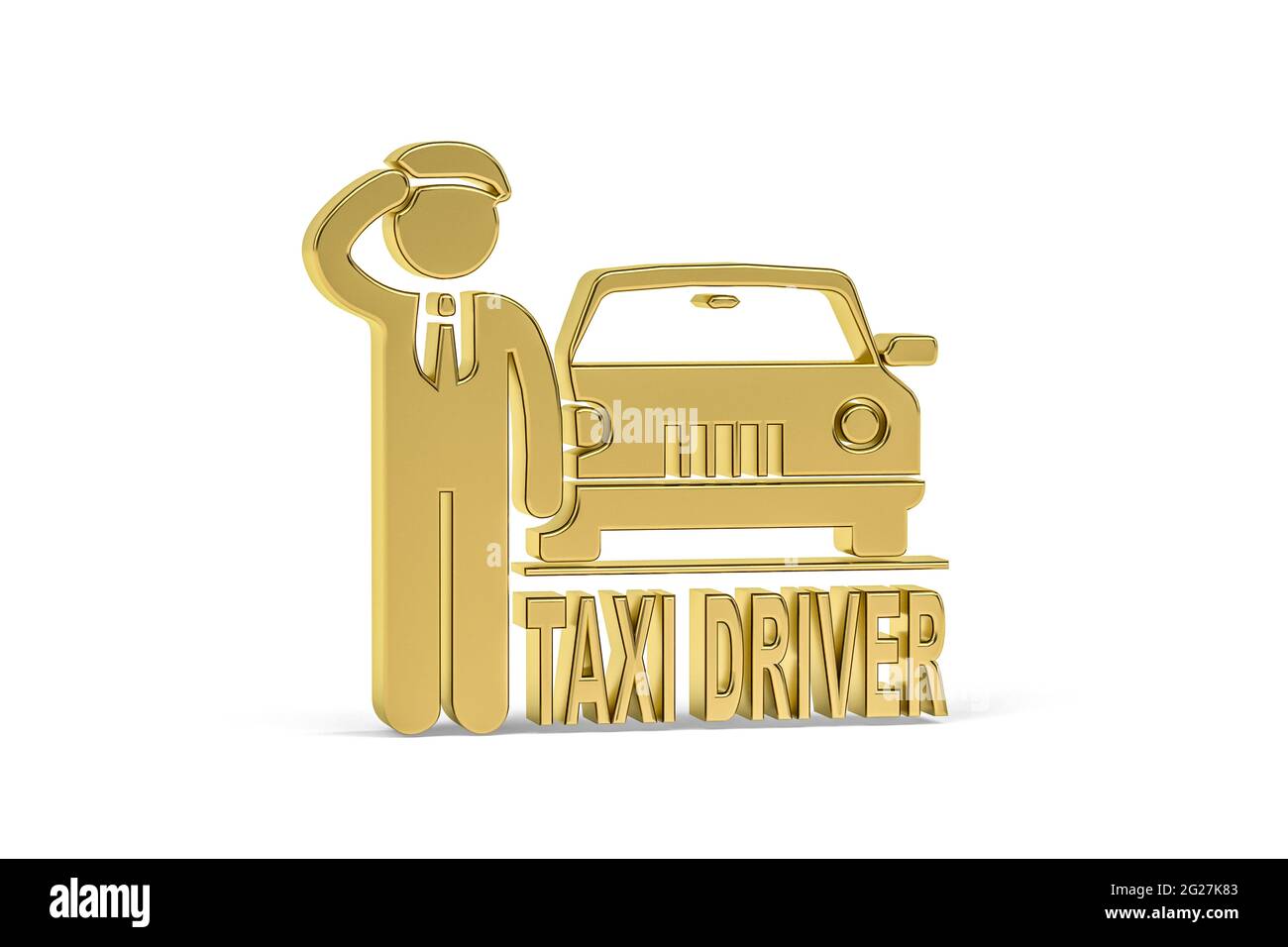 Golden 3d taxi driver icon isolated on white background - 3d render ...