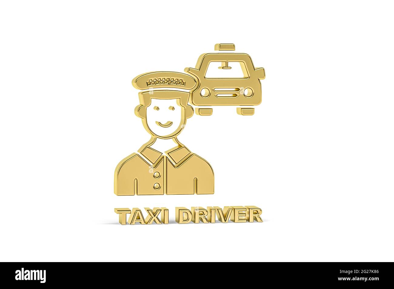 Golden 3d taxi driver icon isolated on white background - 3d render ...