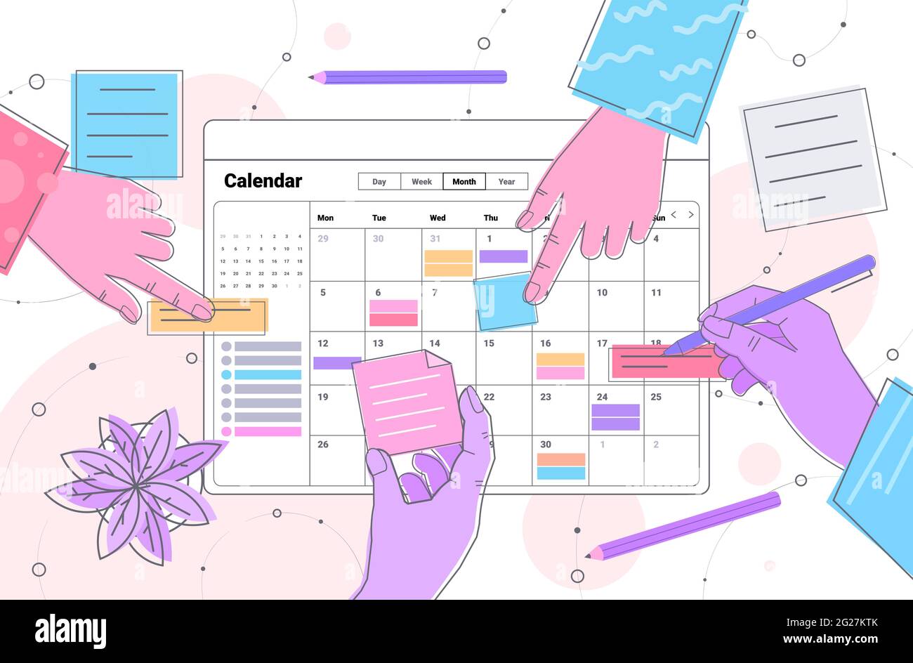 hands planning day scheduling appointment in online calendar app agenda ...