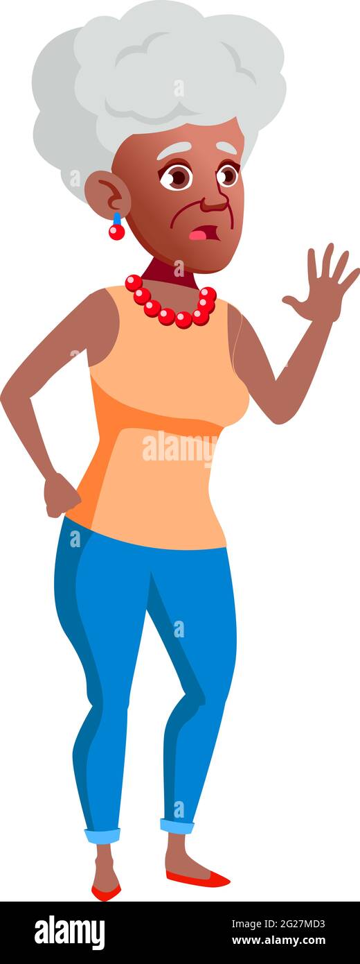 shocked elderly woman in fear room attraction cartoon vector Stock ...