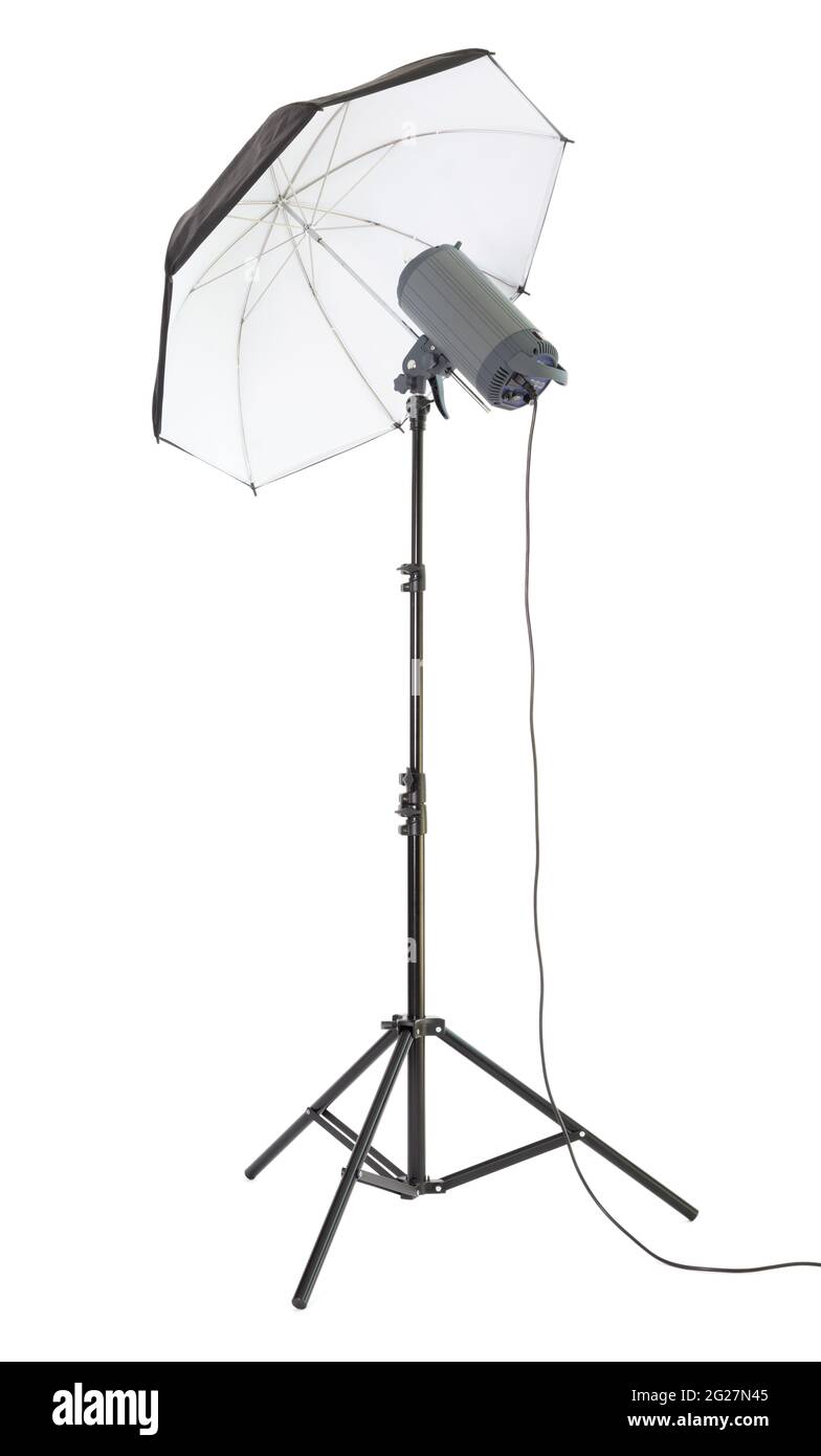 Studio light on stand isolated on white background Stock Photo - Alamy