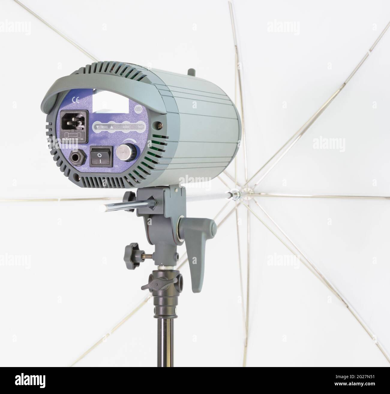 Studio light on stand isolated on white background Stock Photo - Alamy