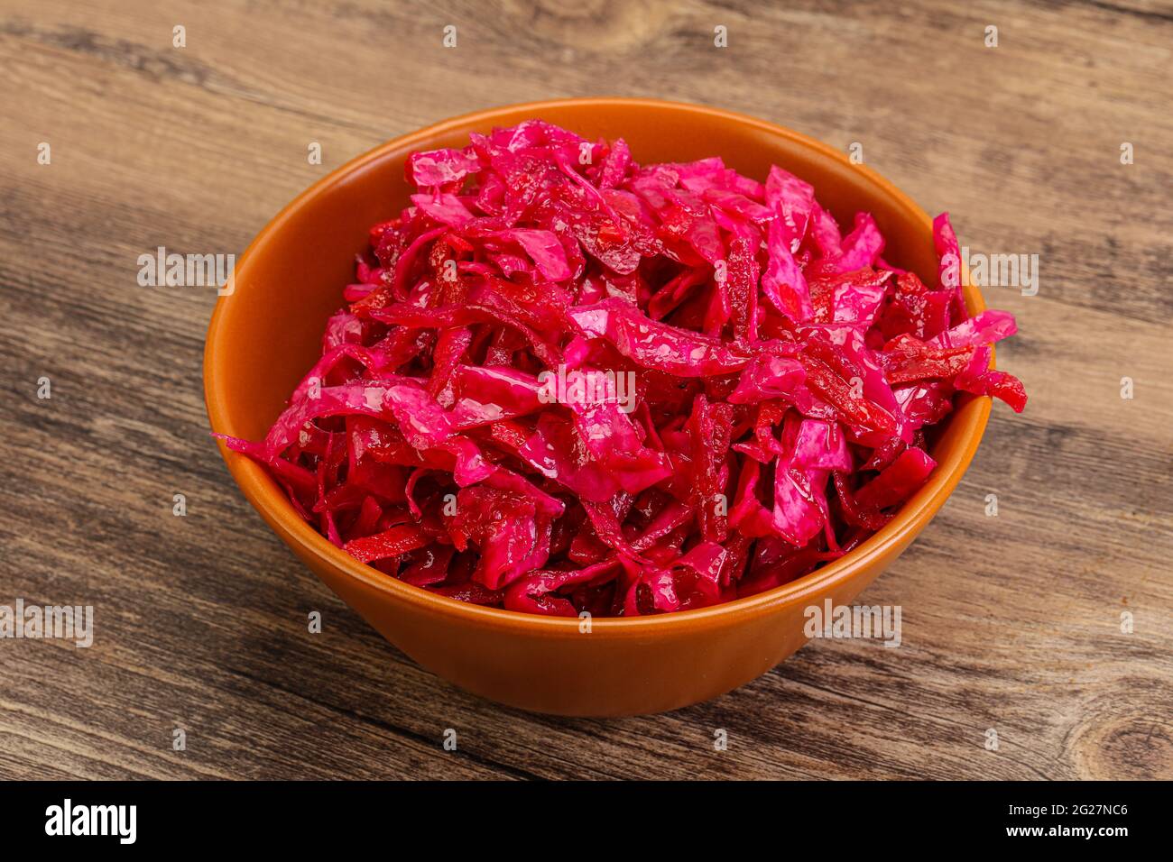 Marinated red cabbage with beetroot in the bowl Stock Photo - Alamy